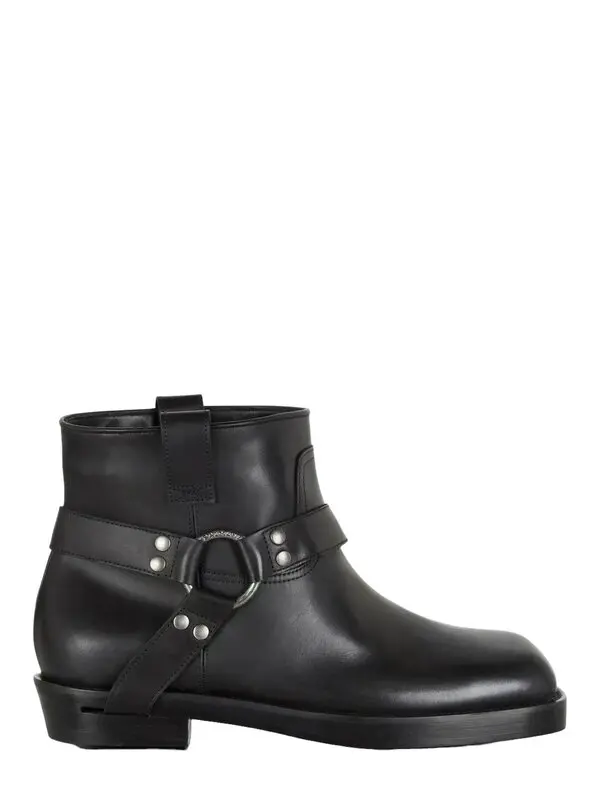 Balmain Leather Biker Ankle Boots - Black