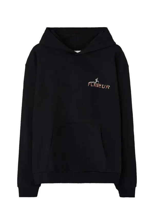 FLANEUR Embroidered Graphic Hoodie - Black