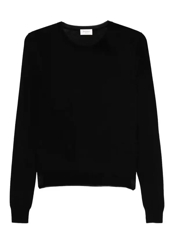 Saint Laurent Crew-neck Wool Top - Black