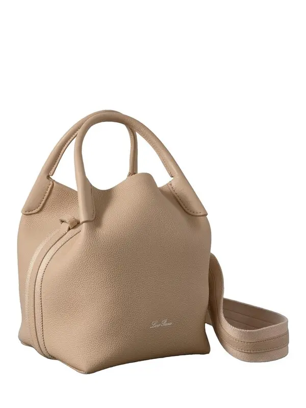 Loro Piana Bale Canvas-trimmed Textured-leather Tote - Neutrals