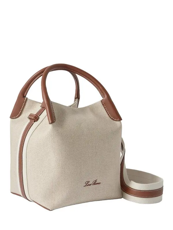 Loro Piana Bale Textured Leather-trimmed Canvas Tote - Neutrals