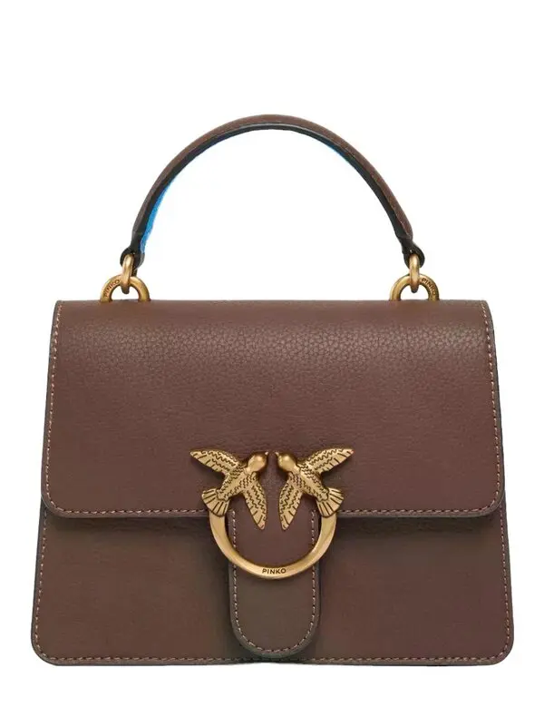 Pinko Love Birds Calfskin Crossbody Bag - Brown