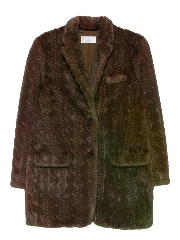 Giuseppe Di Morabito Faux Fur Cable Knit Coat - Brown