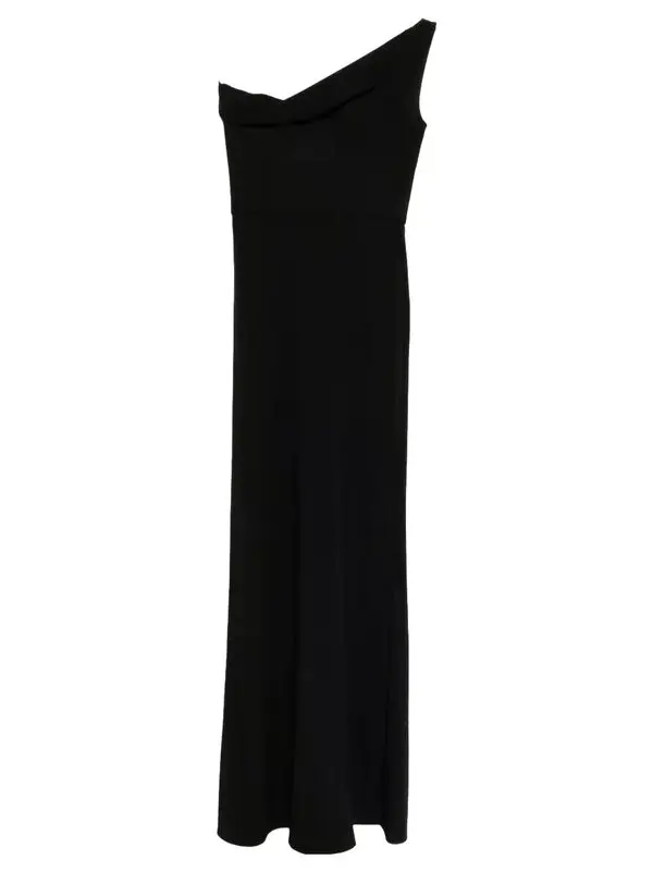 Amsale Crepe One-shoulder Gown - Black