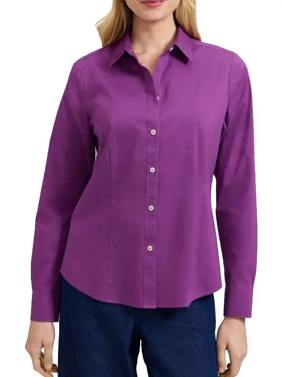 Foxcroft June Stretch Cotton Blend Button-up Shirt - Fig