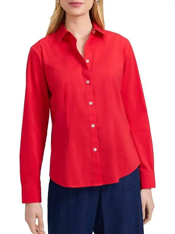 Foxcroft June Stretch Cotton Blend Button-up Shirt - Simply Red