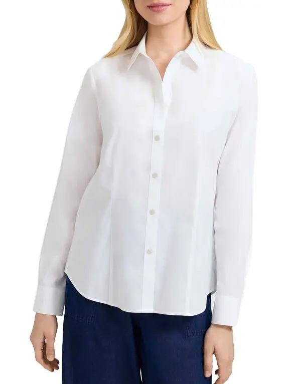 Foxcroft June Stretch Cotton Blend Button-up Shirt - White