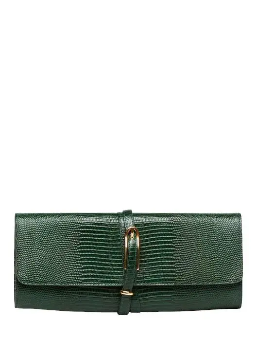 LIFFNER Little Belted Leather Clutch - Emerald