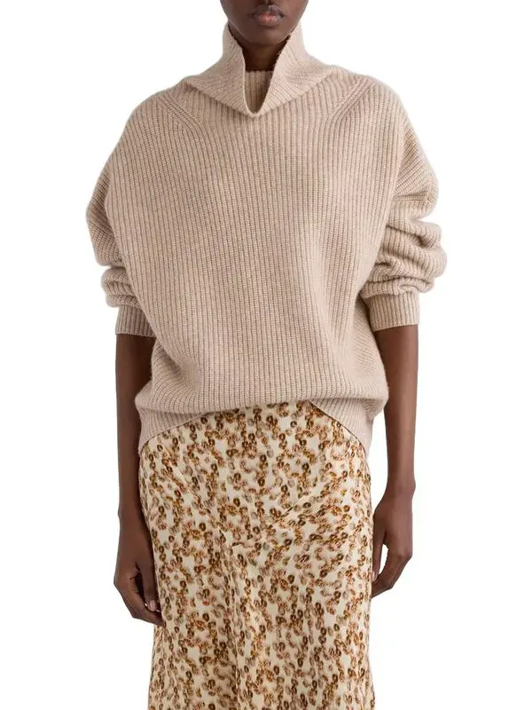 Isabel Marant Brooke Merino Wool & Cashmere Funnel Neck Sweater - Beige