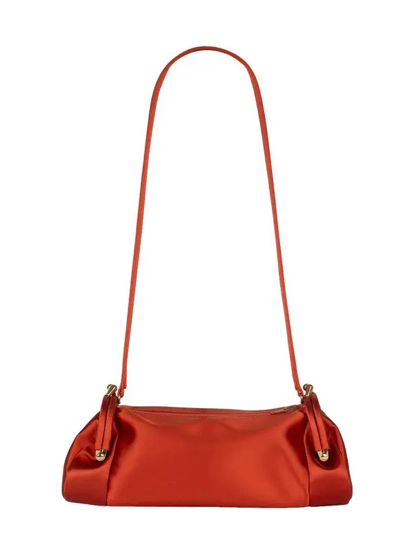 Jeffrey Campbell On-sunset Satin Shoulder Bag - Orange Satin Gold
