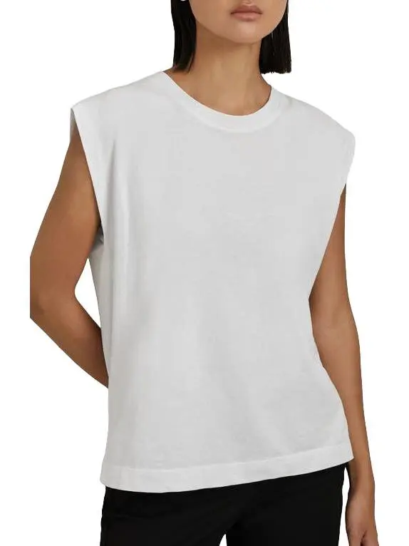 REISS Morgan Cap-sleeve Cotton T-shirt - White