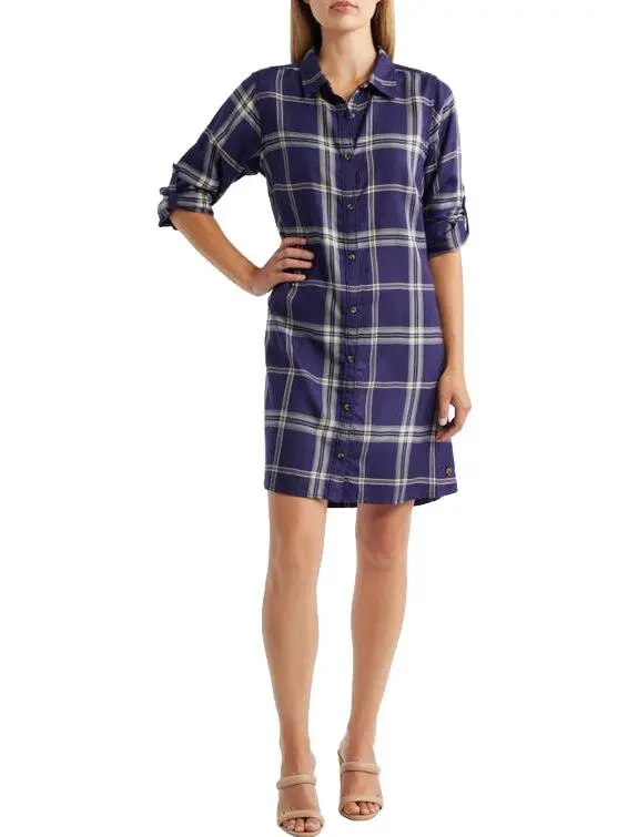 HATLEY Cara Long Sleeve Shirtdress - Navy