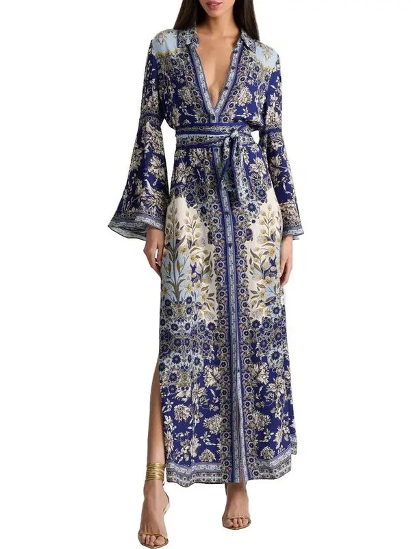 Alice + Olivia Chassidy Tapestry Print Maxi Shirtdress - Forevermore