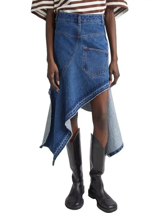 Monse Twisted Denim Skirt - Indigo
