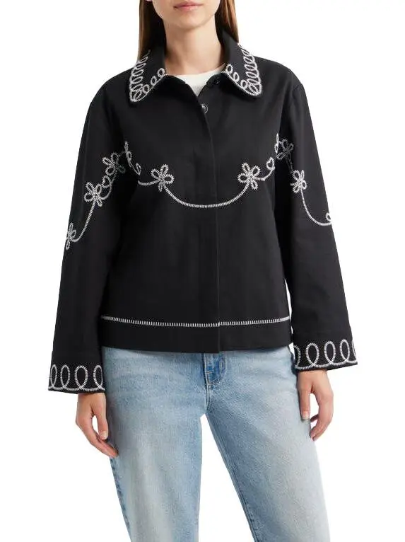 Rails Keaton Embroidered Cotton Jacket - Black