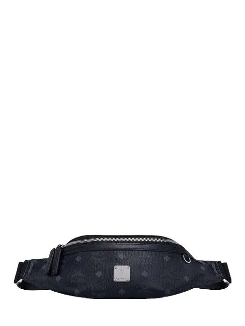 Mcm Small Fursten Belt Bag In Visetos - Black