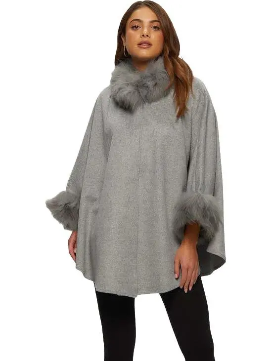 Gorski Wool And Cashmere-blend Trimmed Cape - Gray