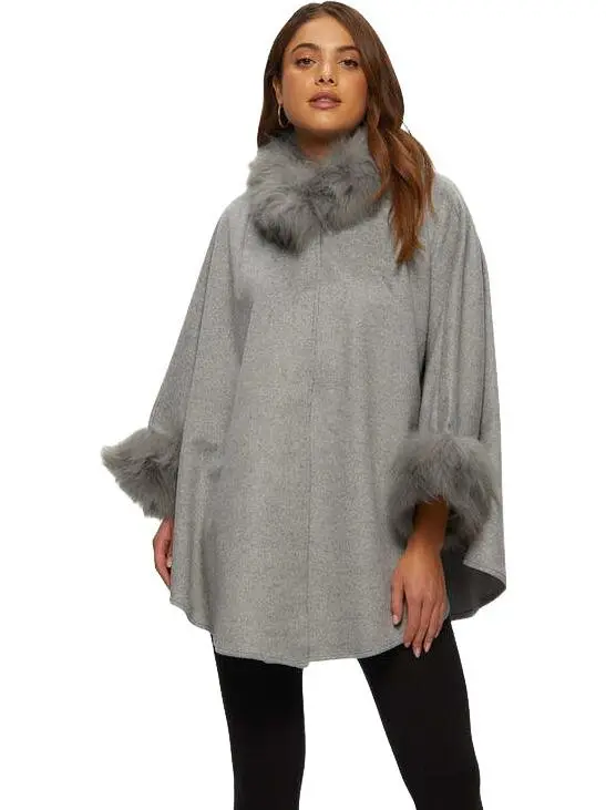 Gorski Wool And Cashmere-blend Trimmed Cape - Gray