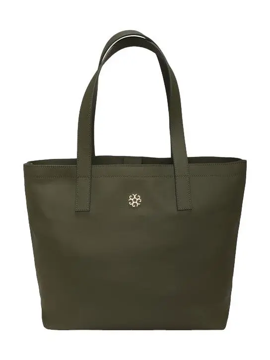 Gorski Leather Tote Bag With Removable Zipped Pouch - Olive