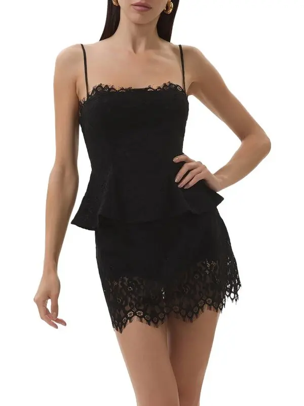 AFRM Ari Peplum Lace Camisole - Noir