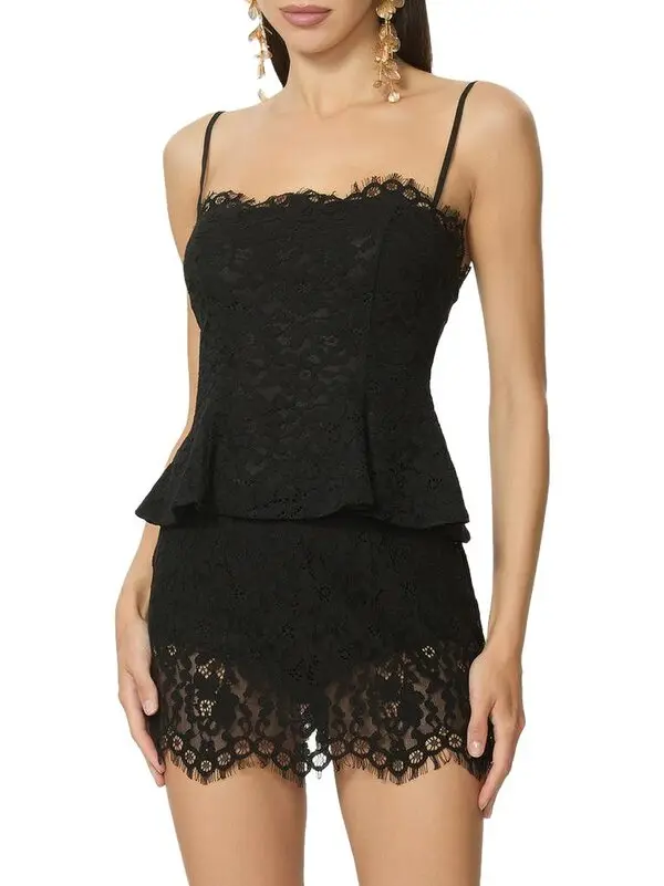 AFRM Ari Peplum Lace Camisole - Noir