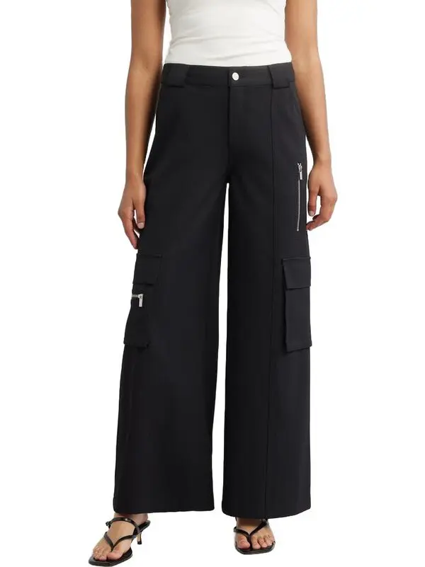 CITY BLUES Wide-leg Cargo Trousers - Black