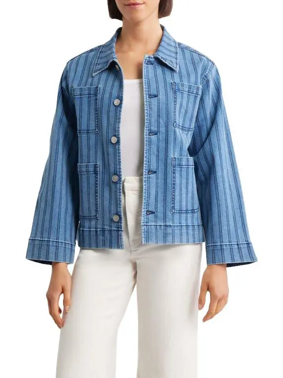 CITY BLUES Striped Denim Jacket - Indigo
