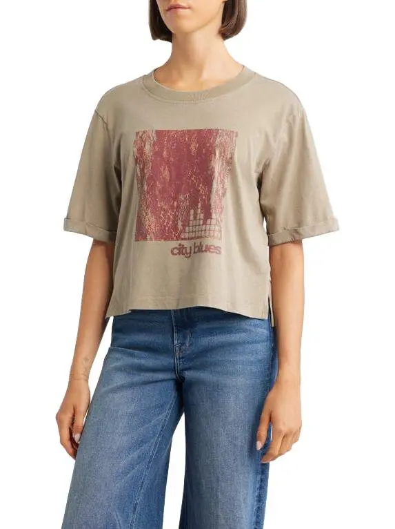 CITY BLUES Coram Graphic Oversize T-shirt - Light Olive