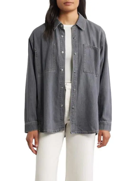 CITY BLUES Gramercy Oversize Denim Shirt - Gray