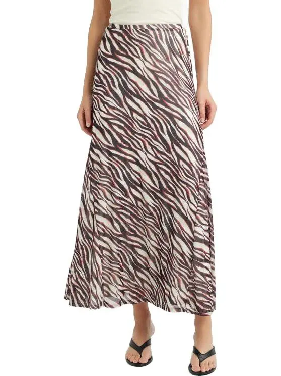 CITY BLUES Belle Maxi Skirt - Parchment/cherry