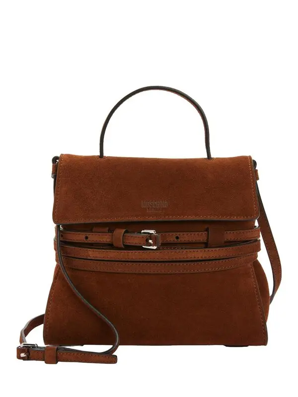 Moschino Tie Me Suede Handbag - Brown