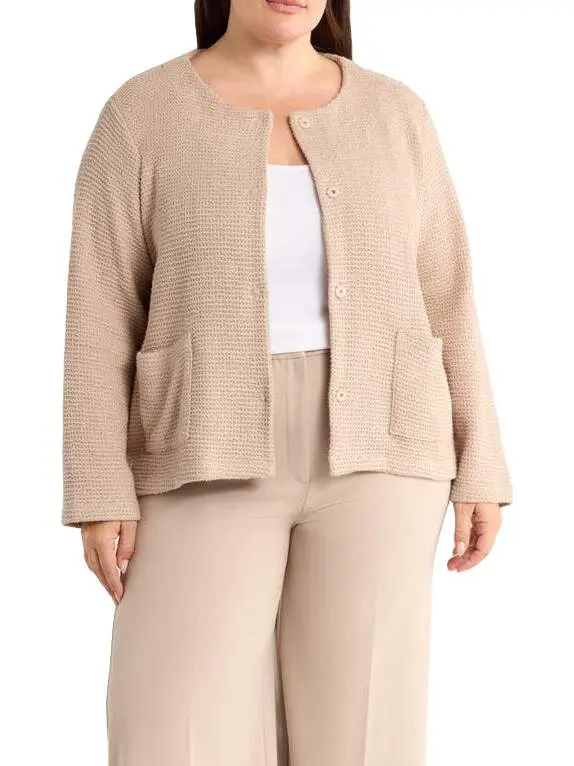 Eileen Fisher Textured Organic Cotton Jacket - Wheat