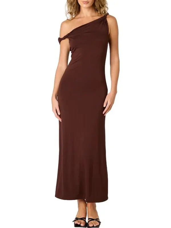 NIA Carmella Asymmetric Midi Dress - Nutshell