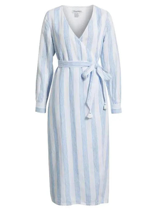 Tommy Bahama Bayside Isle Long Sleeve Linen Wrap Dress - Palace Blue
