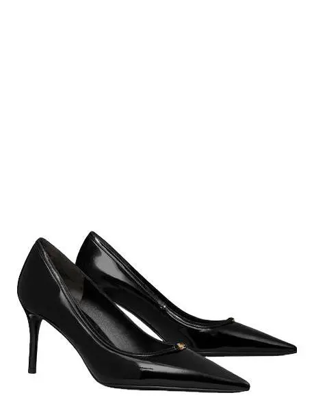 Tory Burch Double T Buckle Pointed Toe Pump - Perfect Black/black