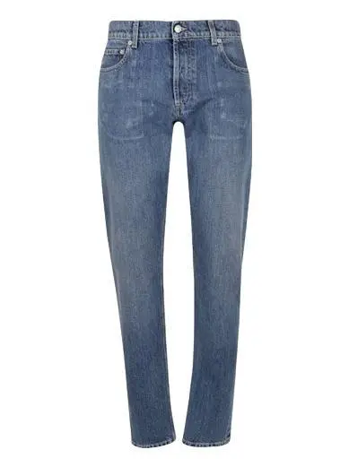 Alexander McQueen Straight Leg Logo Jeans - Blue