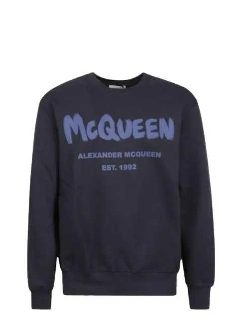 Alexander McQueen Cotton Logo Sweatshirt - Black/blue