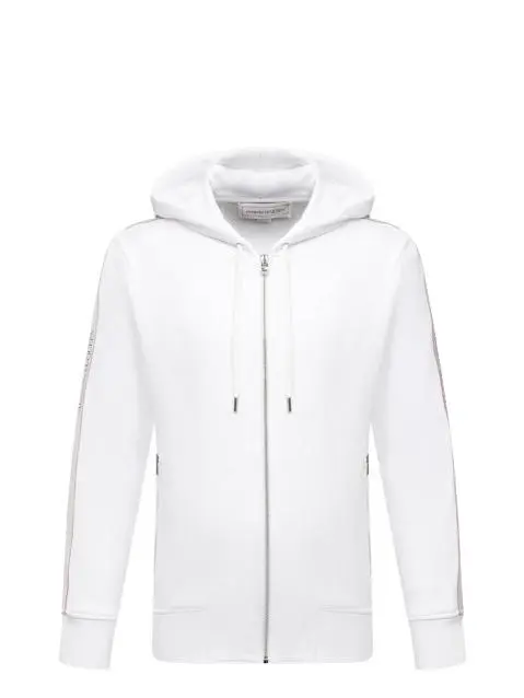 Alexander McQueen Tape Logo Zip Hoodie - White