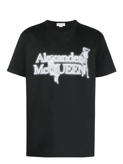 Alexander McQueen Neon Skeleton Logo T-shirt - Black