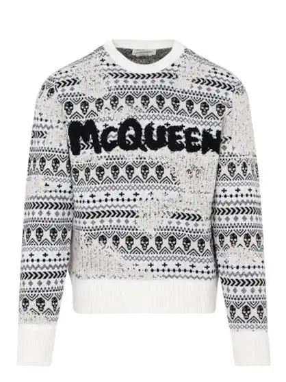 Alexander McQueen Wool Logo Sweater - White/black