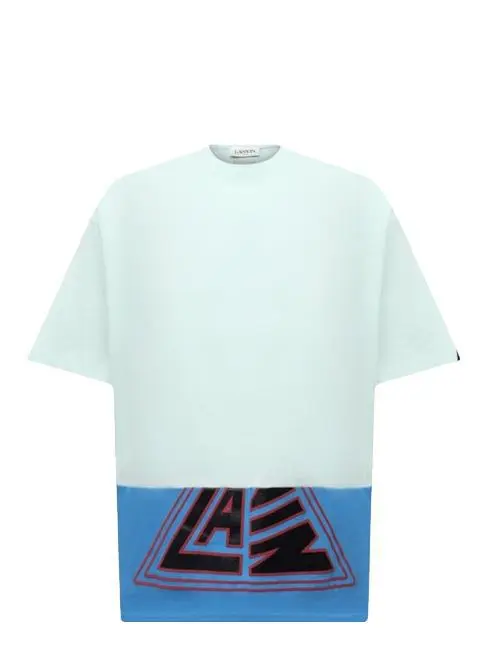 LANVIN Logo Print Round Neck T-shirt - Mint/blue