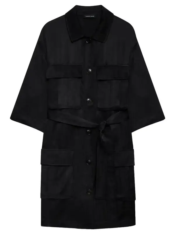 ANINE BING Geri Belted Cargo-pocket Dress - Black