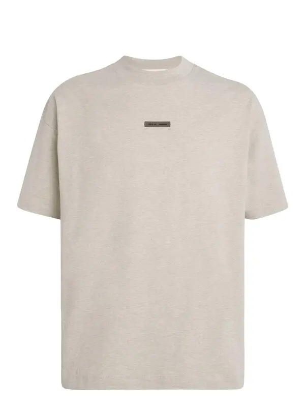 Fear Of God Cotton Marl Oversized Logo T-shirt - Beige