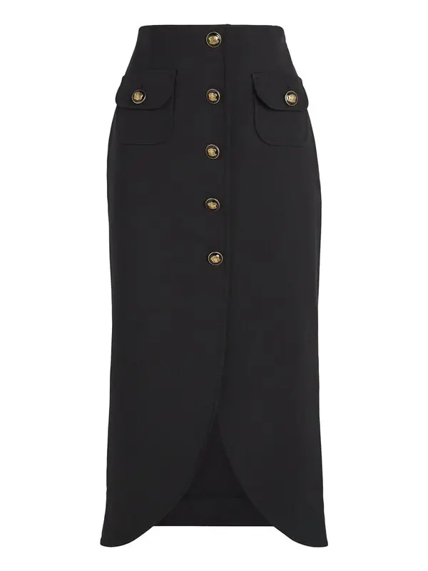 Sandro Buttoned Midi Skirt - Black