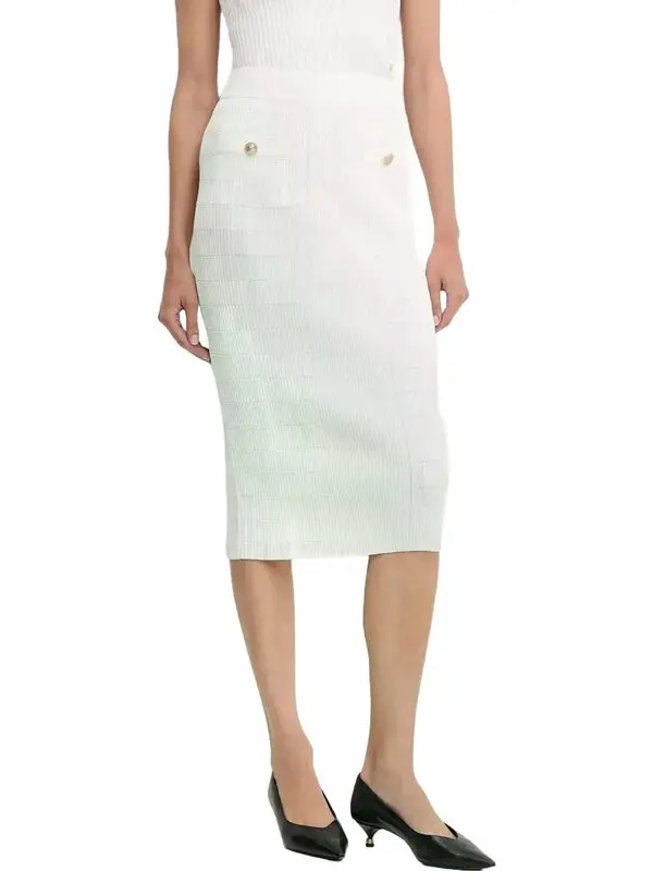 Guess Ribbed Knit Midi Skirt - White