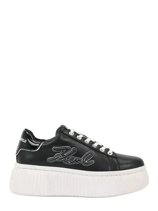 Karl Lagerfeld Embroidered Logo Platform Sneakers - Black
