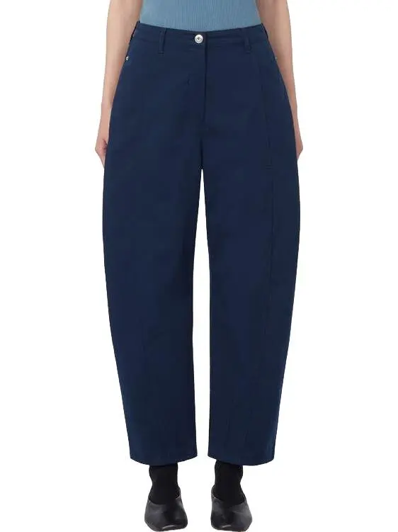 MM BY MAX MARA Etere Stretch Cotton Straight-leg Pants - Navy