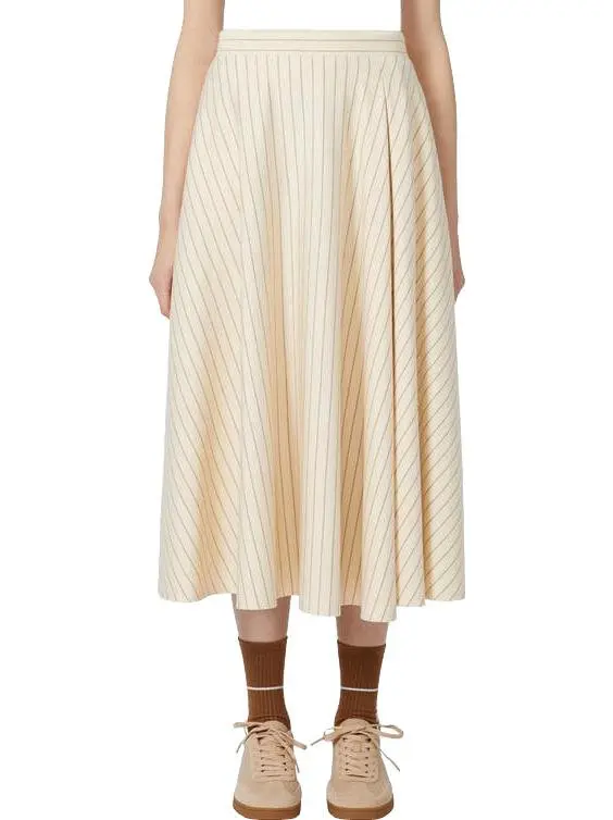 MM BY MAX MARA Pelota Stripe Jersey Midi Skirt - Ivory