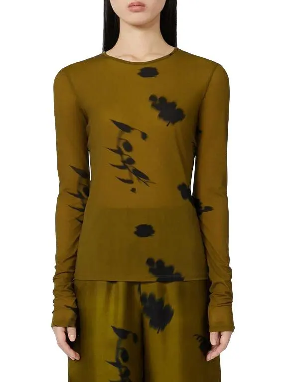 MM BY MAX MARA Floral Print Long Sleeve Shirt - Olive Green