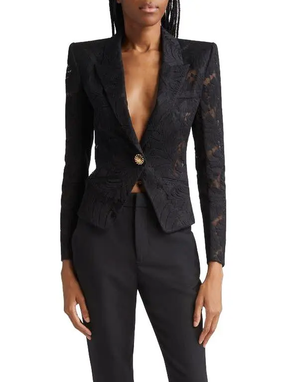 Balmain Fitted Lace Blazer - Black